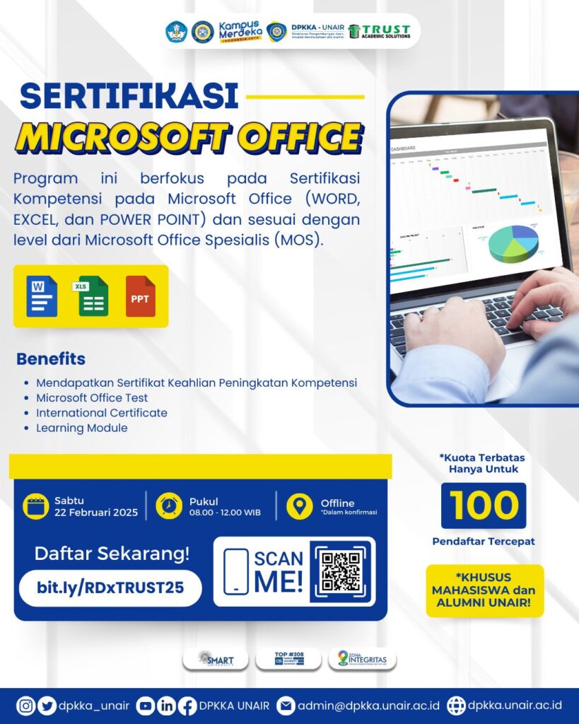 Sertifikasi Microsoft Office - S1 Statistika Fakultas Sains dan Teknologi Universitas Airlangga